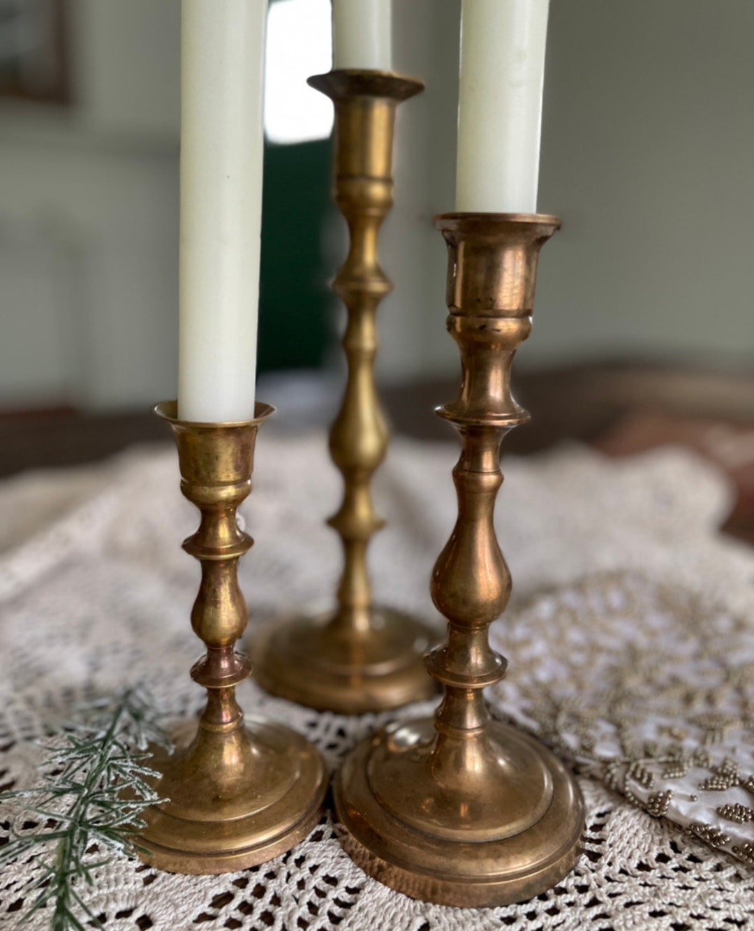Vintage Brass Candlesticks Set of 3 Distressed 3 Sizes - Etsy