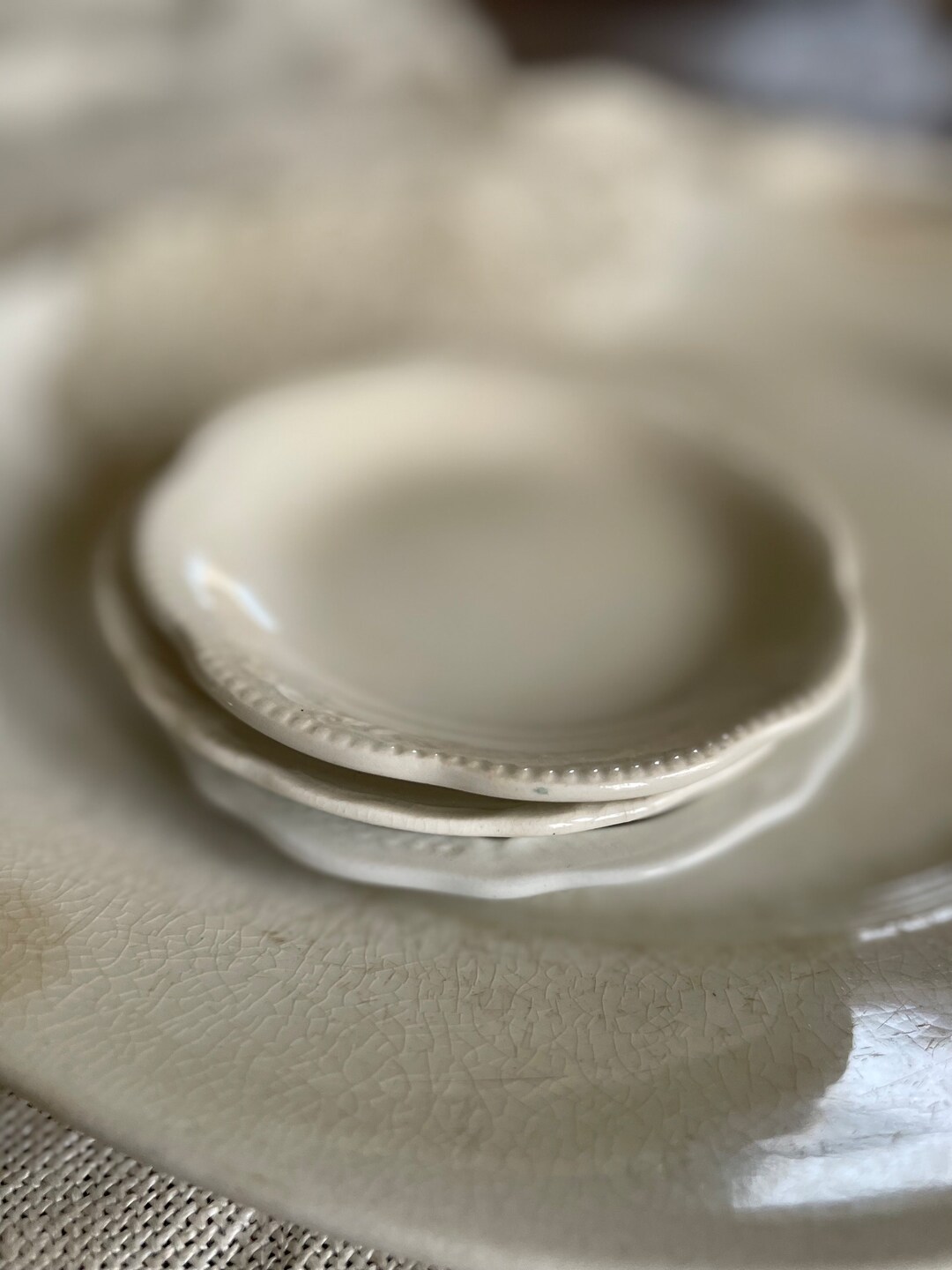 Ironstone Butter Pat Dish Set of 3 W H Grindley & Co Scalloped Details ...