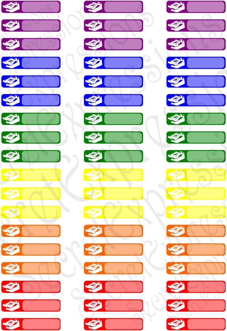 Running Shoes Printable Planner Stickers Shoes Rainbow Colors | Etsy