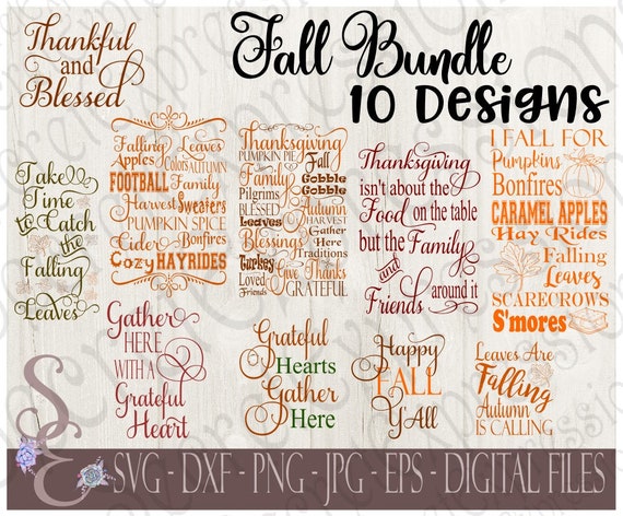 Fall Bundle Svg Autumn Thanksgiving Digital SVG Files for | Etsy