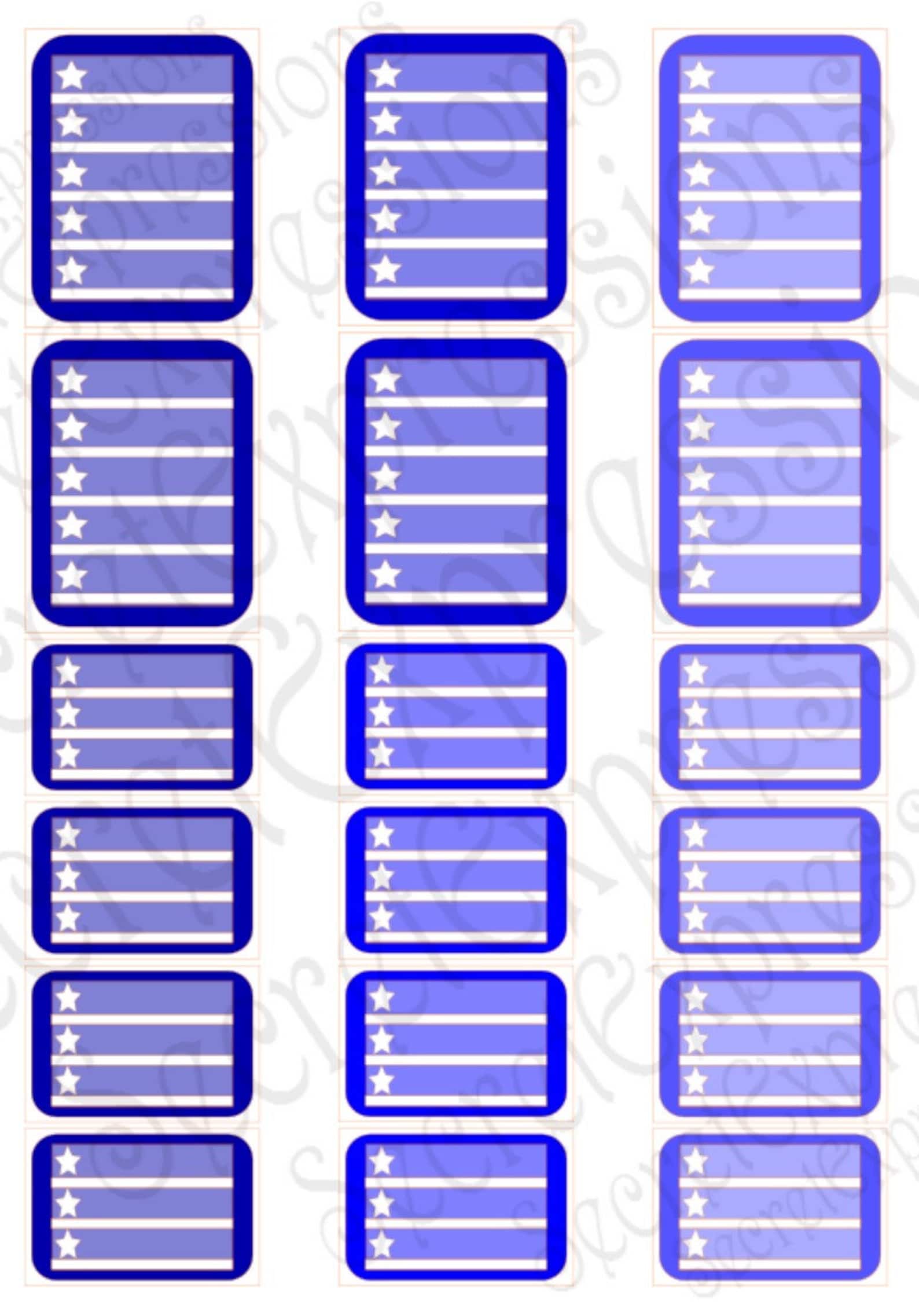 Star Checkbox Blue Printable Planner Stickers Check List Full | Etsy