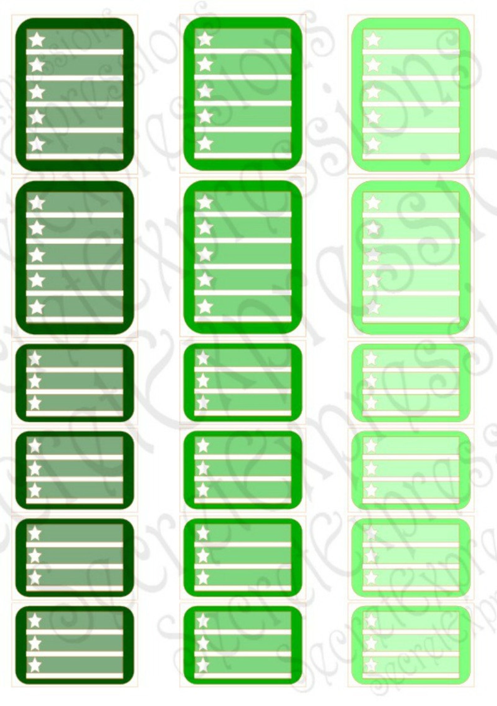Star Checkbox Green Printable Planner Stickers Check List | Etsy