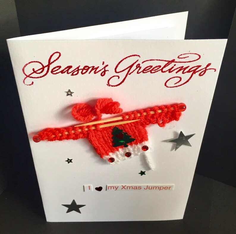 Merry Christmas Seasons Greetings Happy Holidays Knitted Etsy Uk