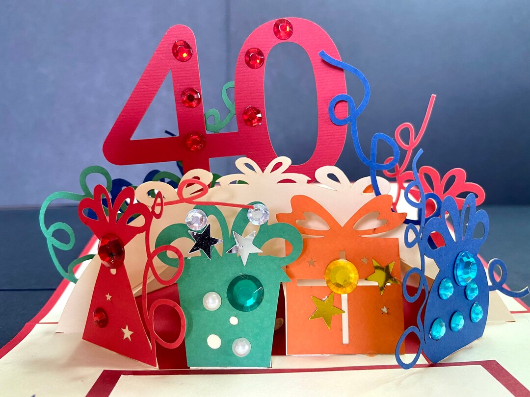 Handmade 3D 40th Birthday Pop up Card With Sequins - Etsy