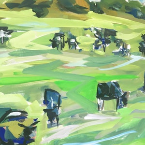 Abstract Cows, PRINT on Paper or Canvas, "pasture" - Etsy