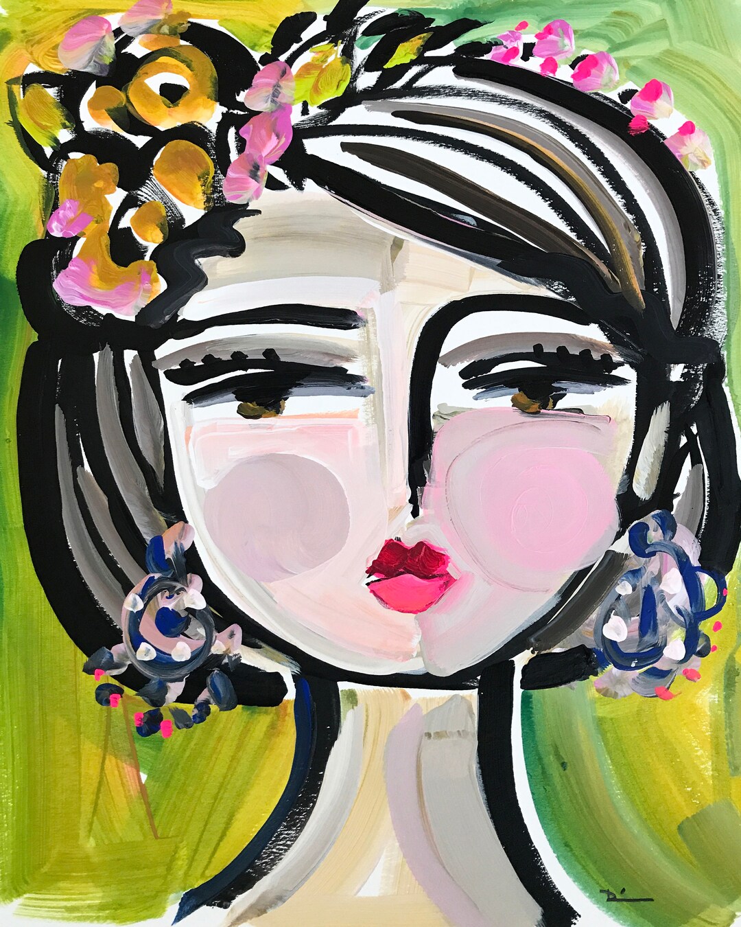 Girl PRINT on Paper or Canvas, Abstract Face "zuzu" - Etsy