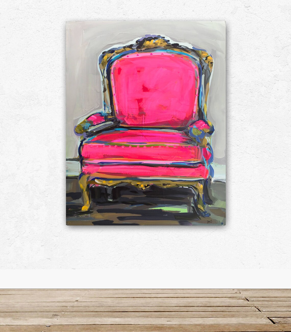 Pink Chair Print on Paper or Canvas Hot Pink - Etsy