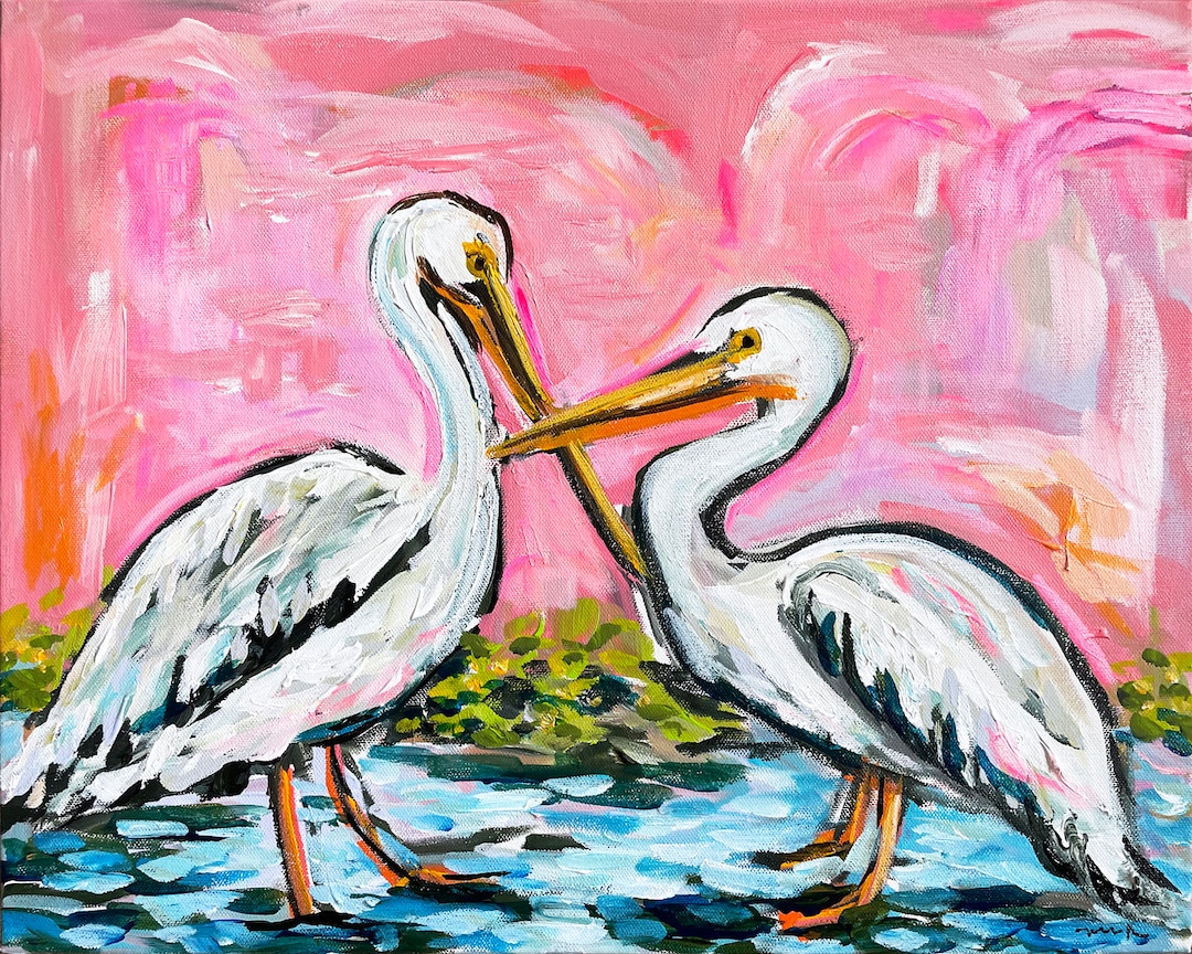 PRINT on Paper or Canvas, "pelicans at Golden Hour" - Etsy
