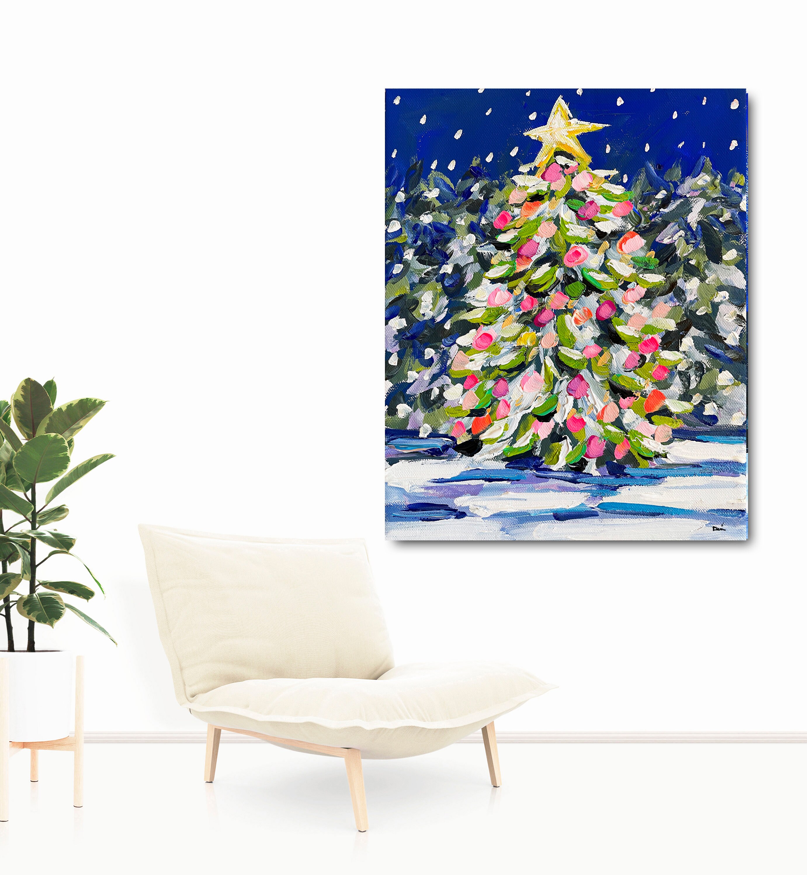 Christmas Tree Print on Paper or Canvas Print of Original - Etsy