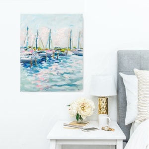 Abstract Sailboats PRINT on Paper or Canvas, "marina at Dusk" - Etsy