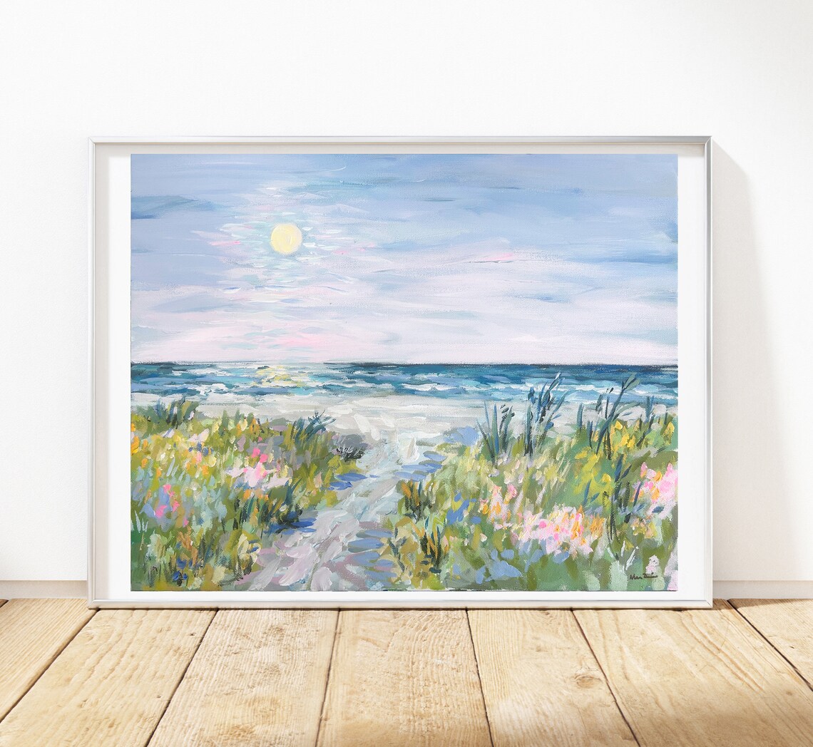 BEACH PRINT on Paper or Canvas, "beach at Dusk" - Etsy