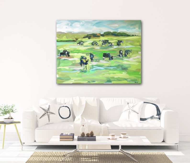 Abstract Cows PRINT on Paper or Canvas pasture | Etsy