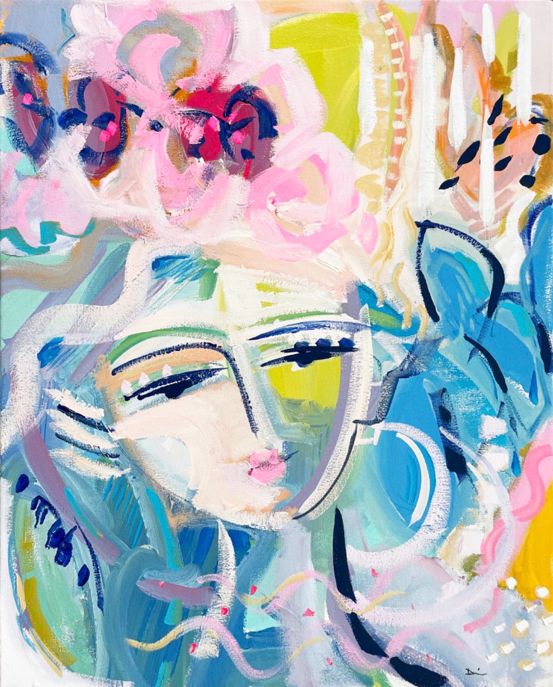 Portrait PRINT on Paper or Canvas, "blue Study 2" - Etsy