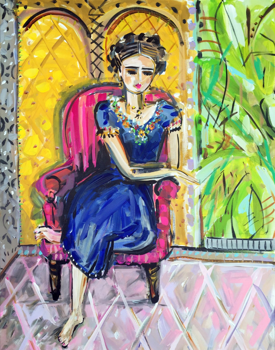 Frida Print on Paper or Canvas, "inspired Frida" - Etsy