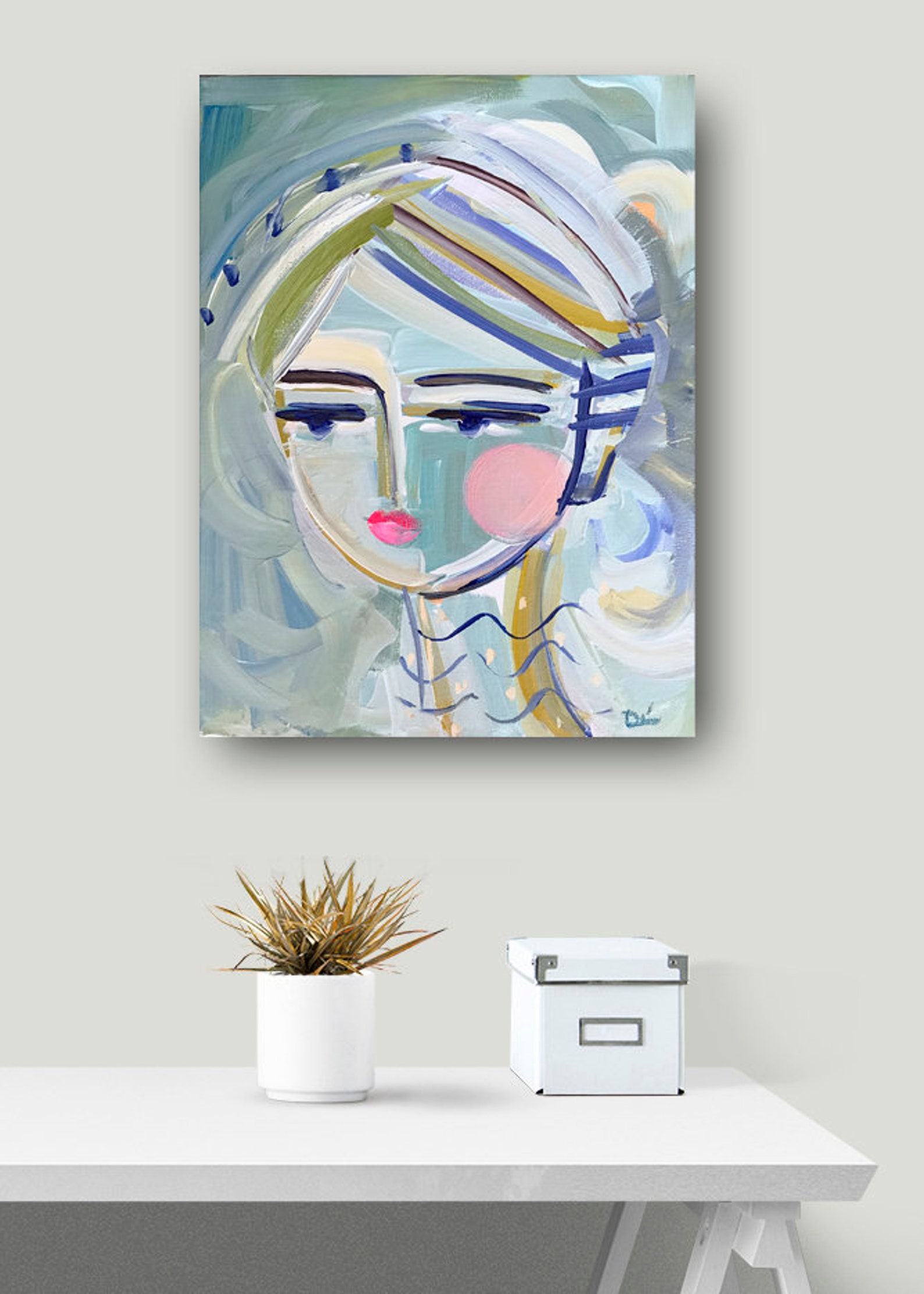 PRINT on Paper or Canvas blue Girl 10 - Etsy
