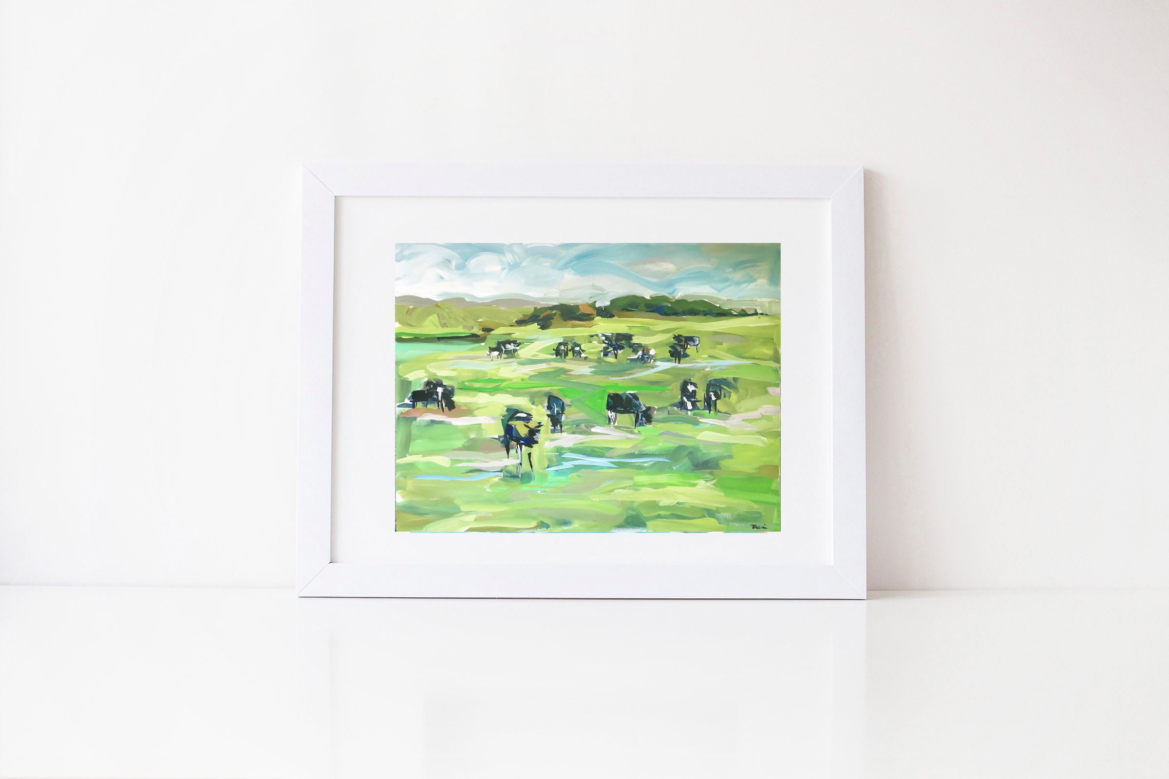 Abstract Cows PRINT on Paper or Canvas pasture | Etsy