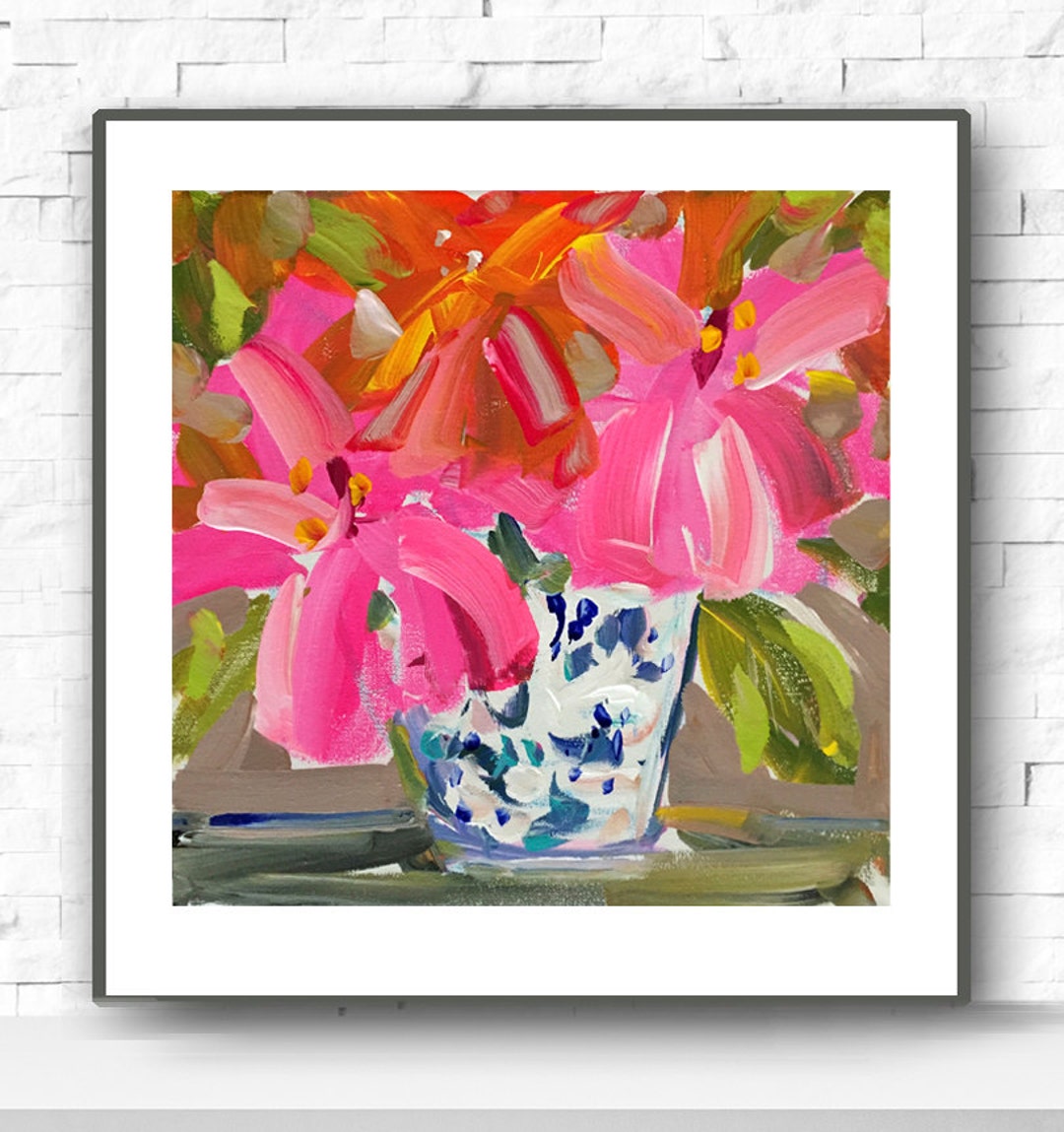 Hibiscus Abstract Print on Paper, Print on Canvas, Hot Pink - Etsy