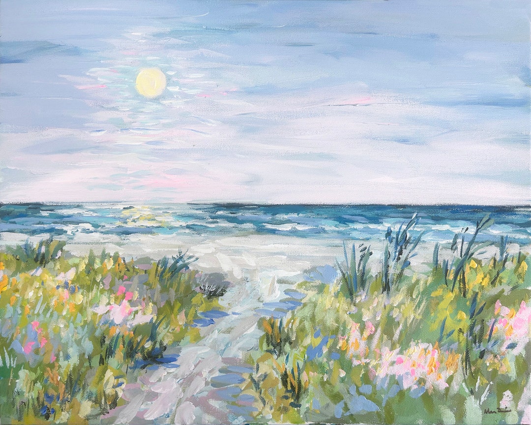BEACH PRINT on Paper or Canvas, "beach at Dusk" - Etsy