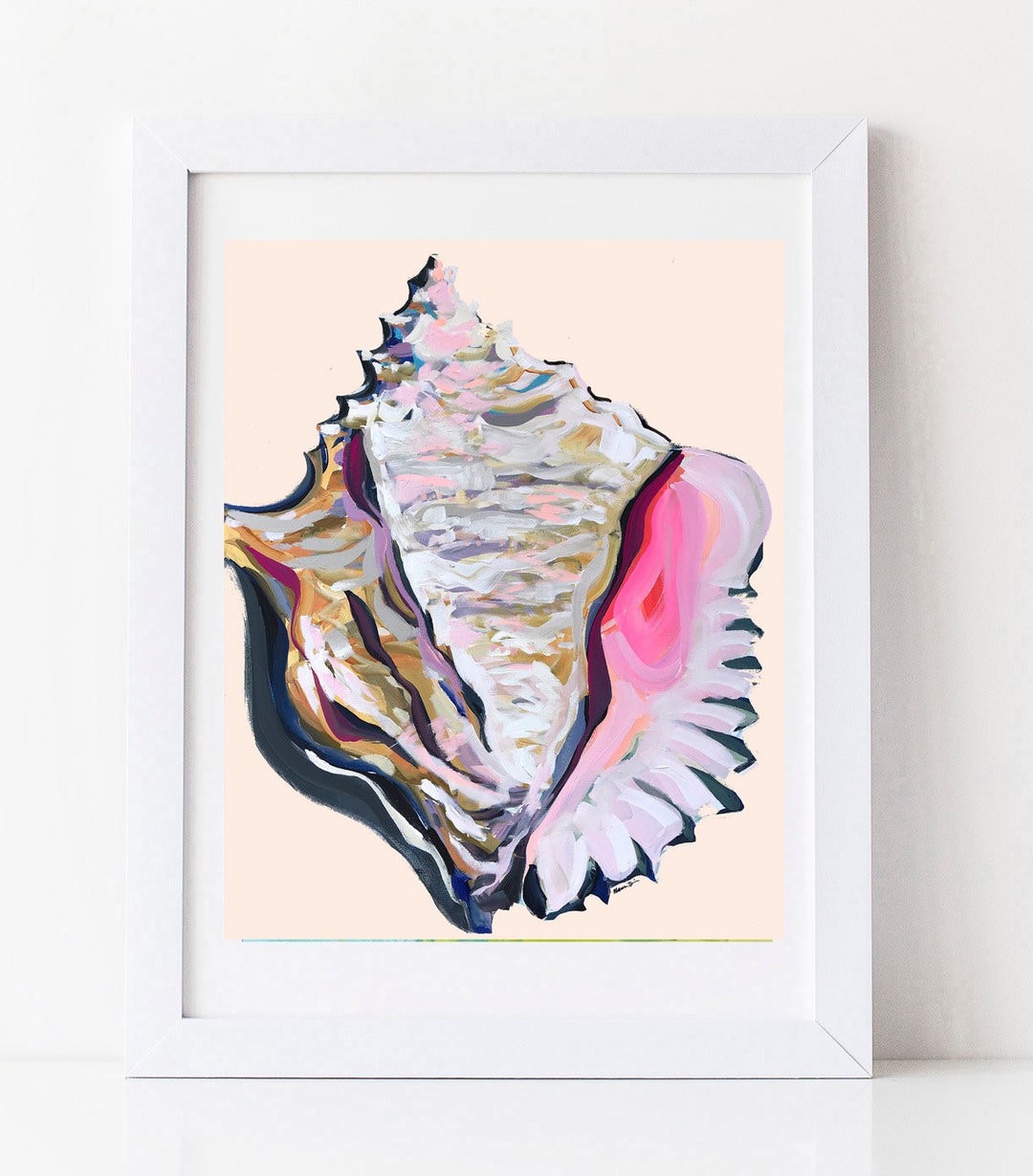 PRINT on Paper or Canvas, "shell on Blush" - Etsy