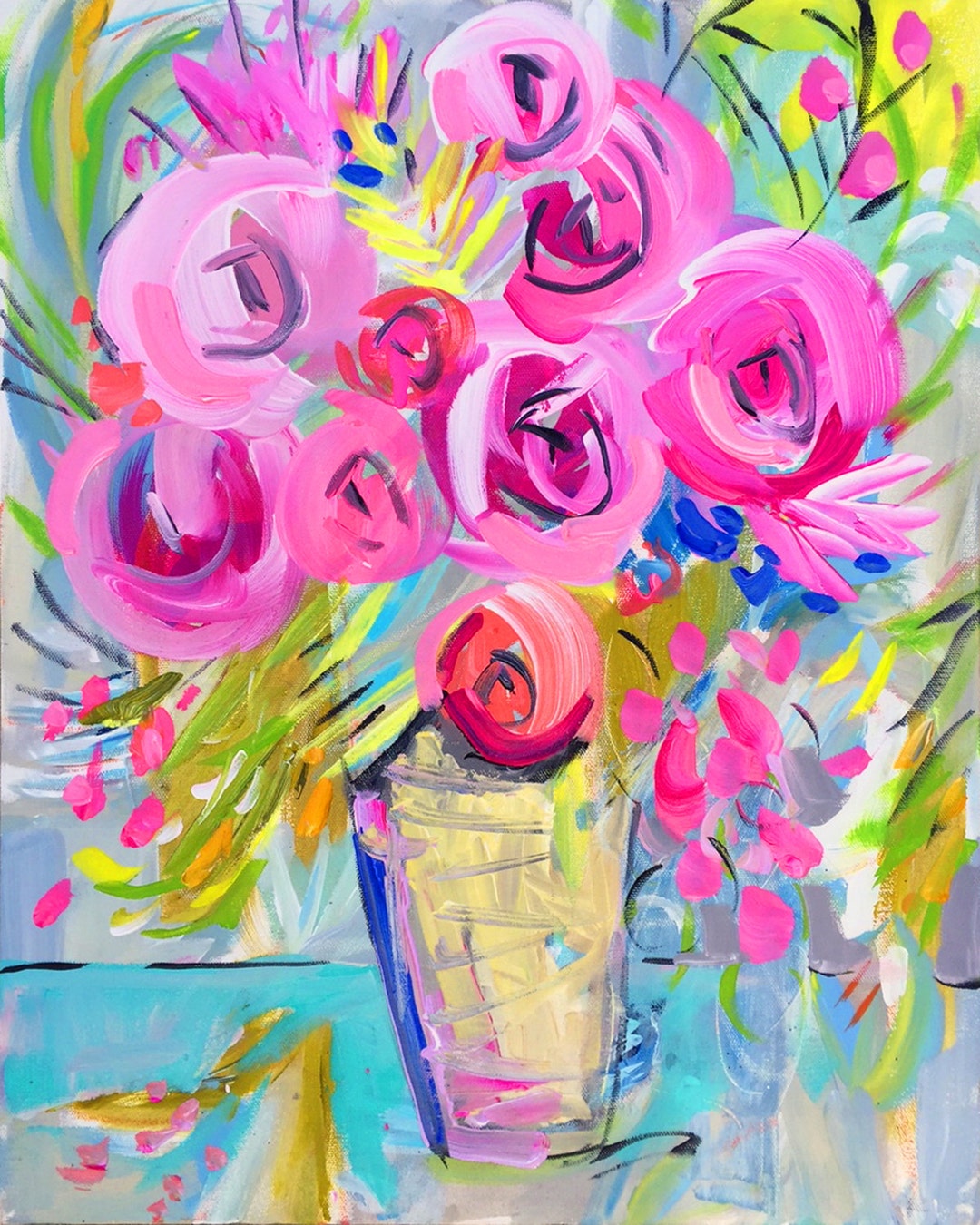 Floral Art Print "queen Bee" Flowers, Abstract - Etsy