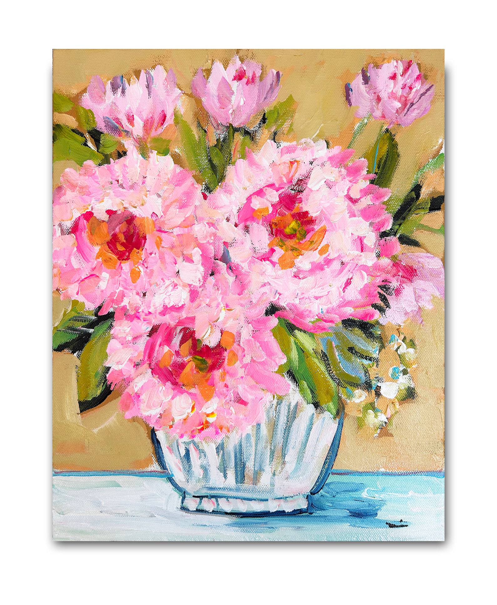 Peonies Impressionist Print on Paper, Prints Hot Pink, "three Peonies ...