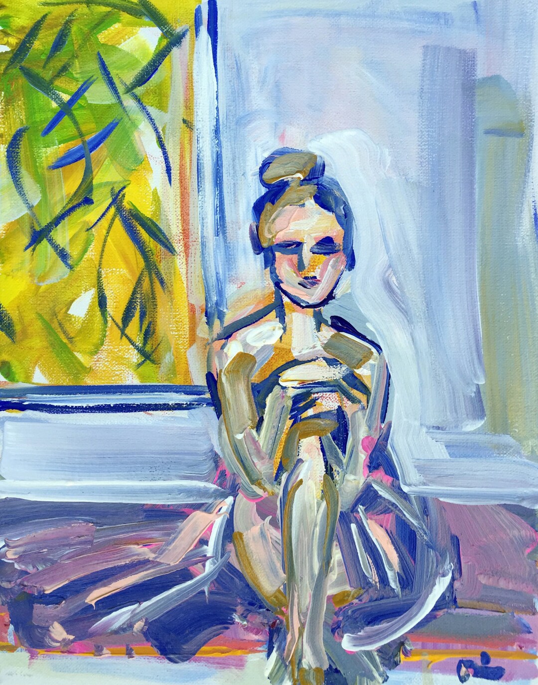 Figure Print on Paper or Canvas, "pink Towel" - Etsy