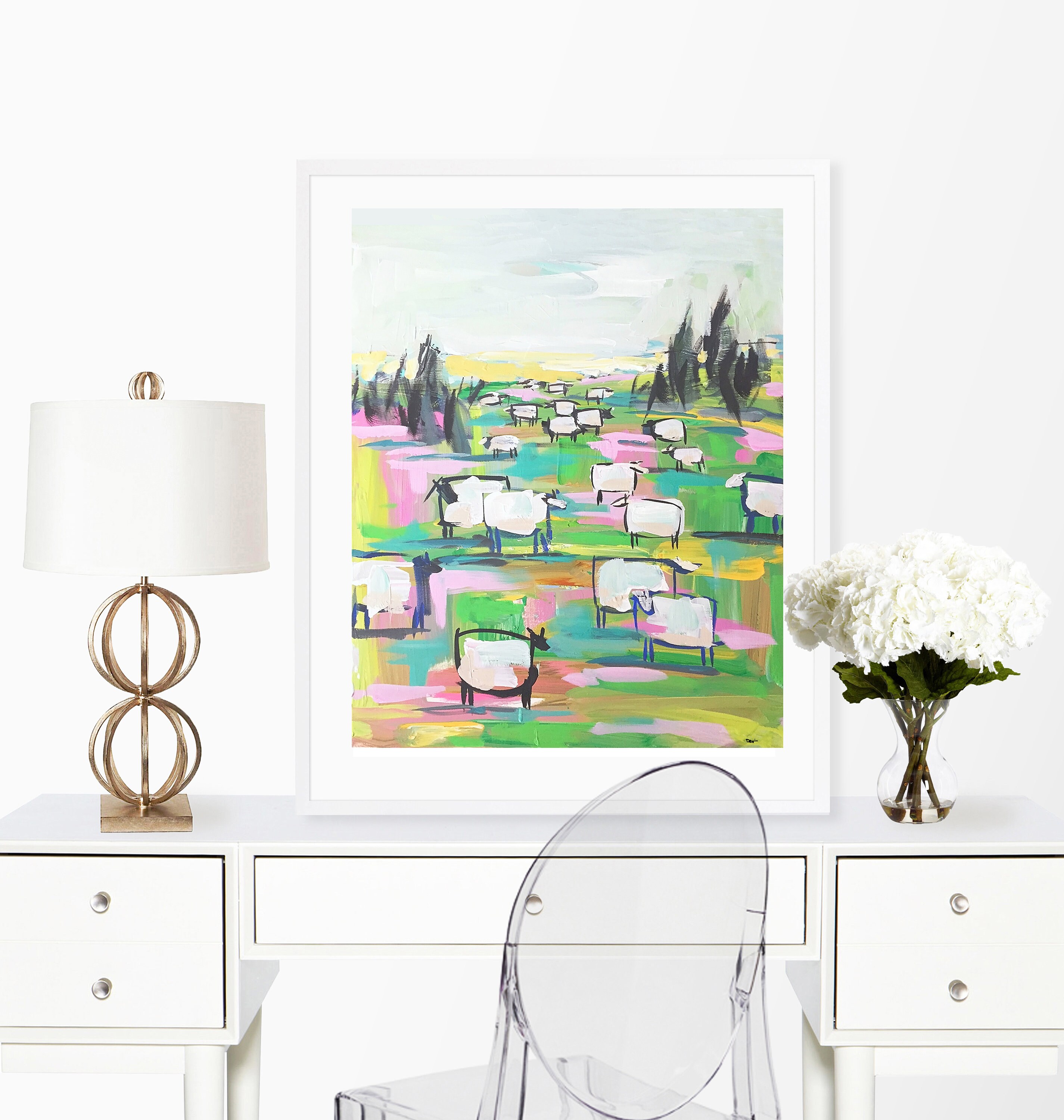 PRINT on Paper or Canvas green Pastures - Etsy