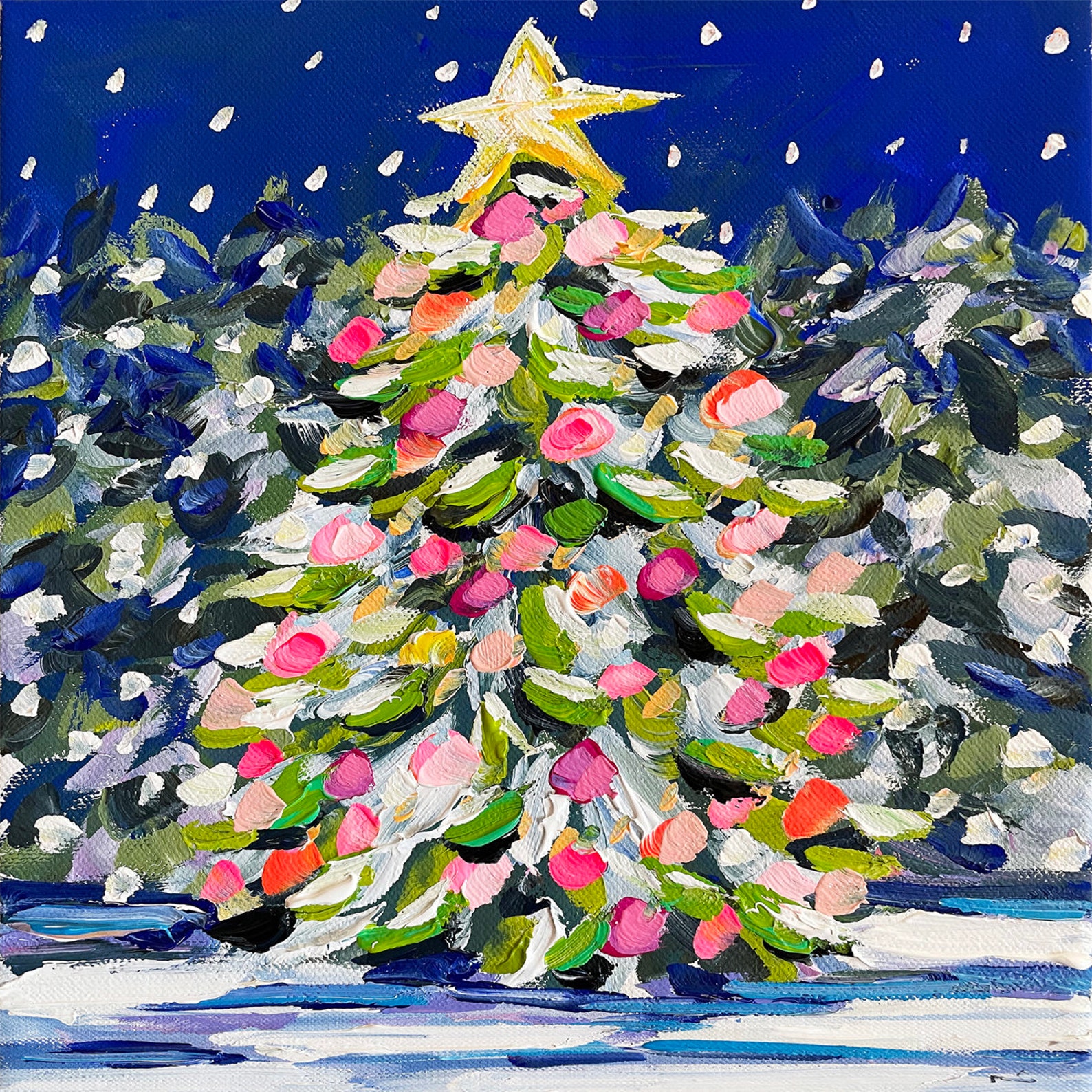 Christmas Tree Print on Paper or Canvas, Print of Original Art ...