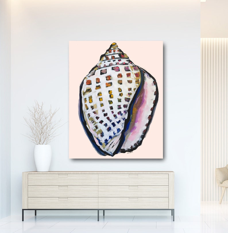 PRINT on Paper or Canvas shell 2 on Blush | Etsy