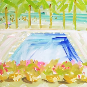 Swimming Pool Print, Home Decor, Blue Abstract, Wall Art, Watercolor ...