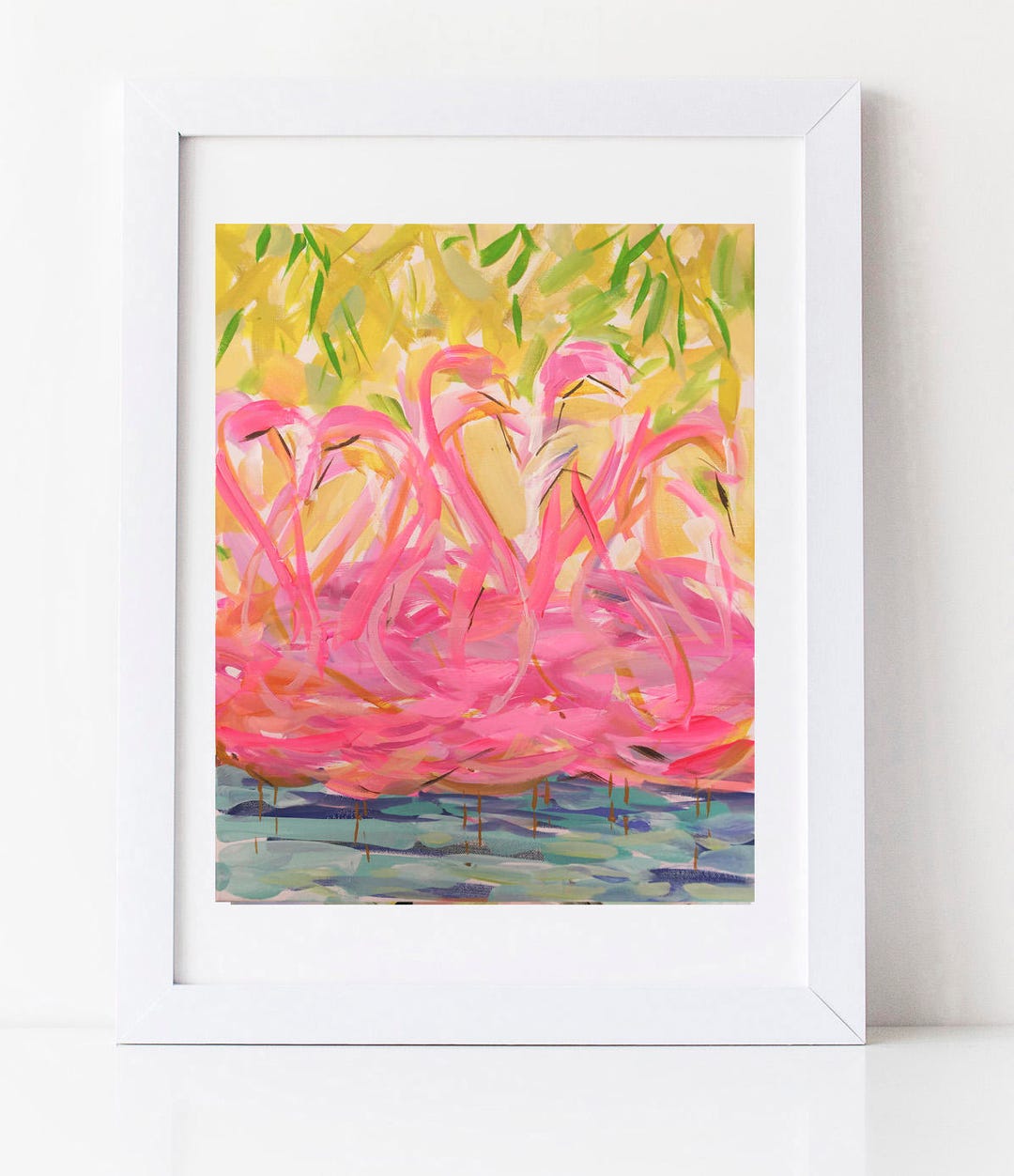 Flamingos Print Abstract on Paper or Canvas, Flamingos Art - Etsy