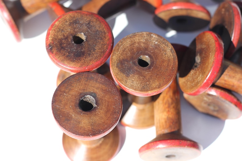 Vintage Antique Wooden Bobbins, Solid Wood, Cleaned, Waxed & Polished ...