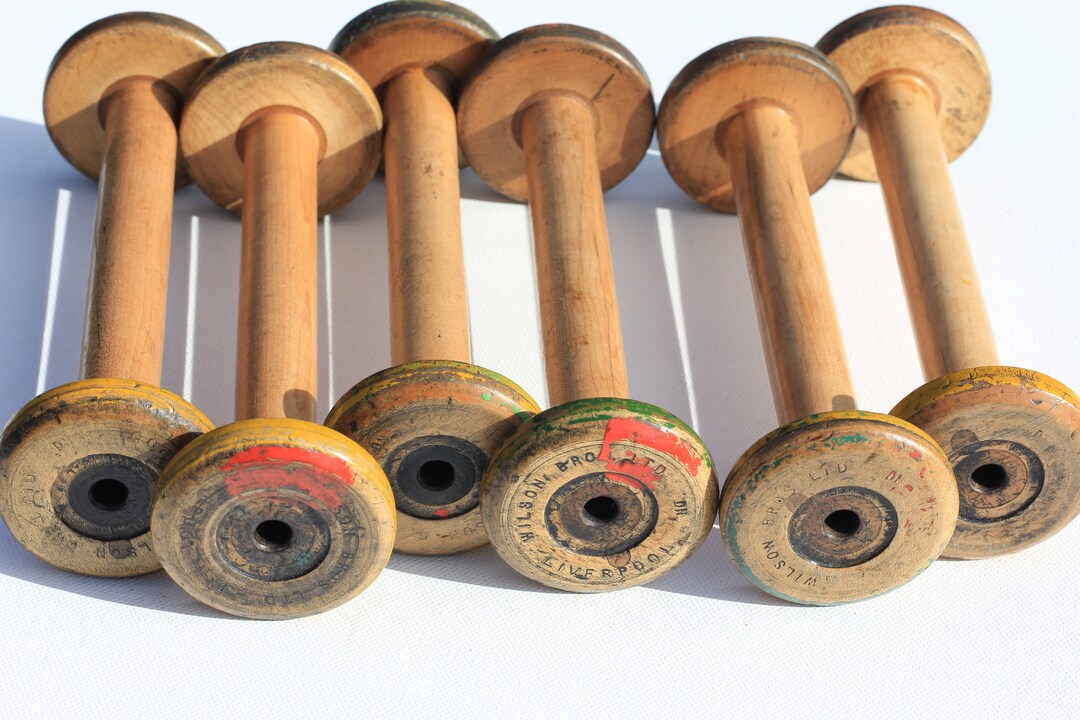 Vintage Antique Wooden Weaving Mill Bobbins, 'wilson Bros Ltd ...