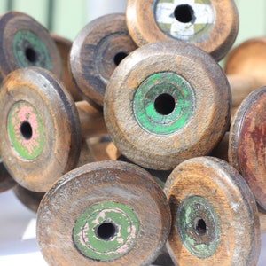 Vintage Antique Weaving Mill Wooden Bobbin Spools, Cotton/linen ...