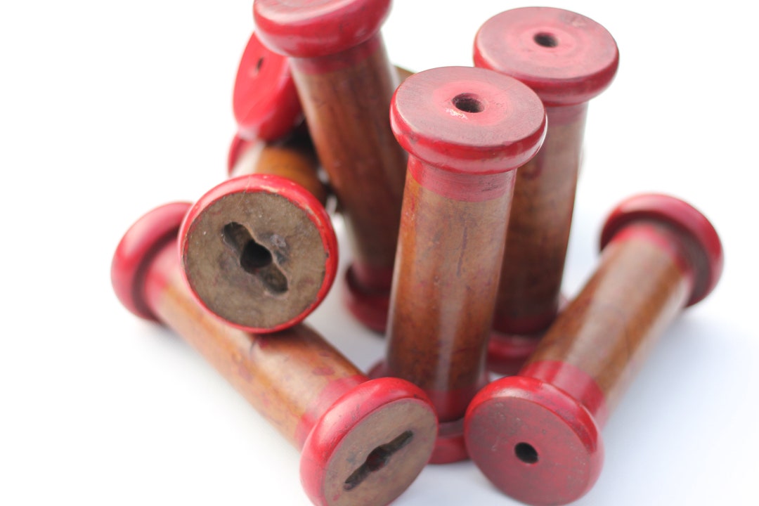 Vintage Antique Wooden Chunky Primitive Bobbins, Original Patina ...