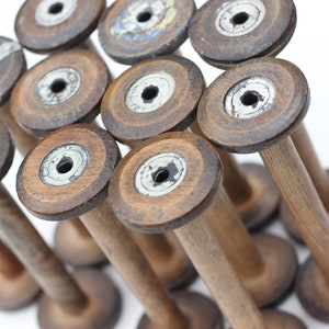 Vintage Antique Wooden Mill Bobbins, Original White Paint Patina, 7 ...