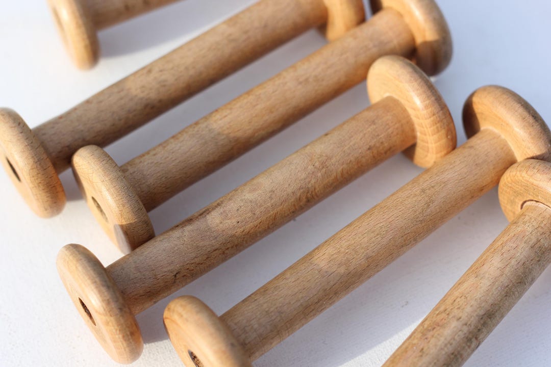 Vintage Antique French Textile Mill Bobbins, Wooden, 4 3/4" X 1 1/2 ...