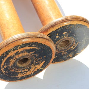 Vintage Antique Wooden Roving Bobbin, Rare Large Bobbins, Original ...