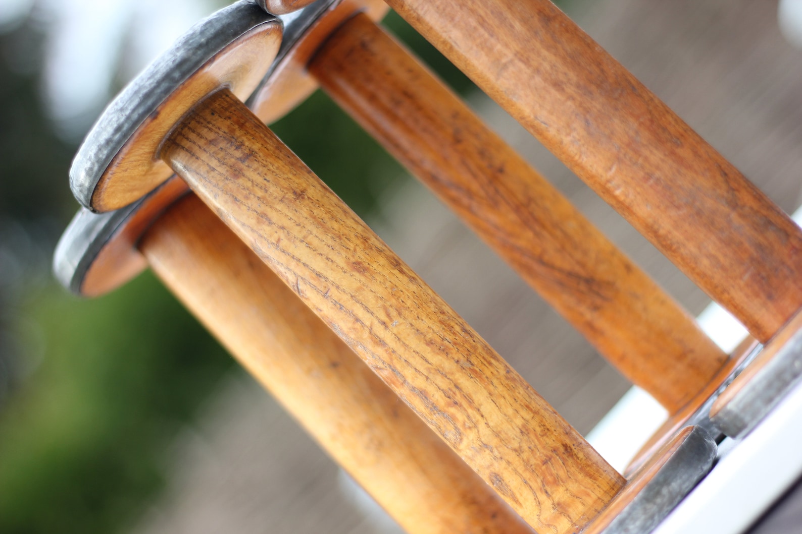 Vintage Antique Wooden Mill Bobbins, Metal Bound Original Patina ...