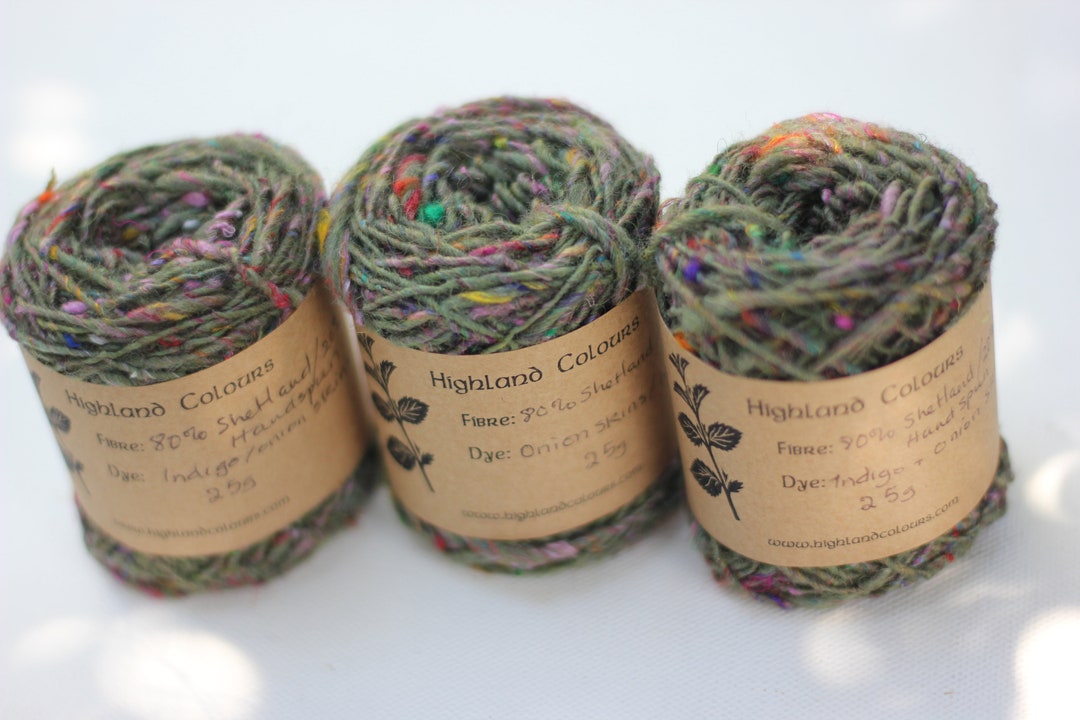 Handspun Indigo/onion Skins, Plant Dyed Shetland 80/20 Blend Shetland ...
