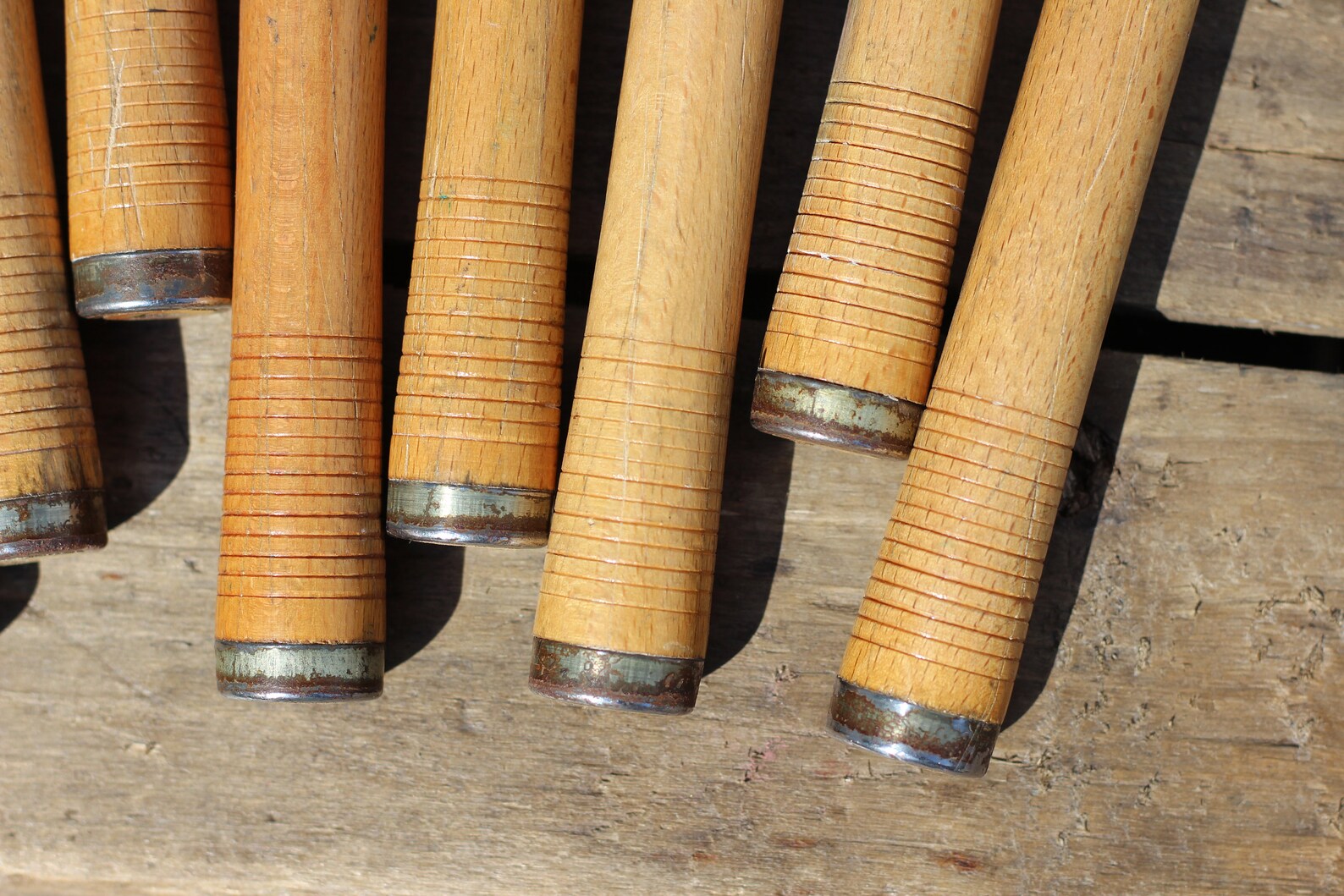 Vintage Wooden Bobbins Metal Bound Ends 8 X 1 | Etsy