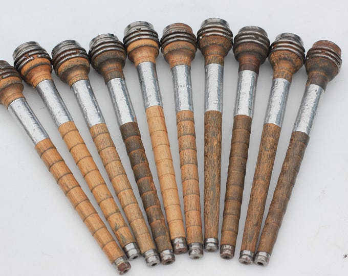 Vintage Antique Weaving Shuttle Pirn Bobbin Quills, Wooden With Metal ...