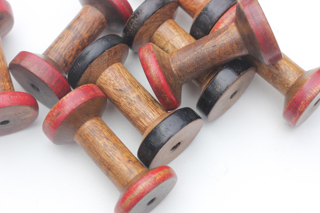 Vintage Antique Wooden Bobbins Original Paint Patina Choose Black, Red ...