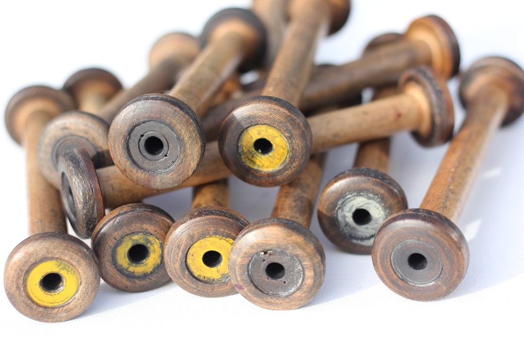 Vintage Antique Small Diameter Wooden Weaving Mill Bobbins, 7 X 1 1/2 ...