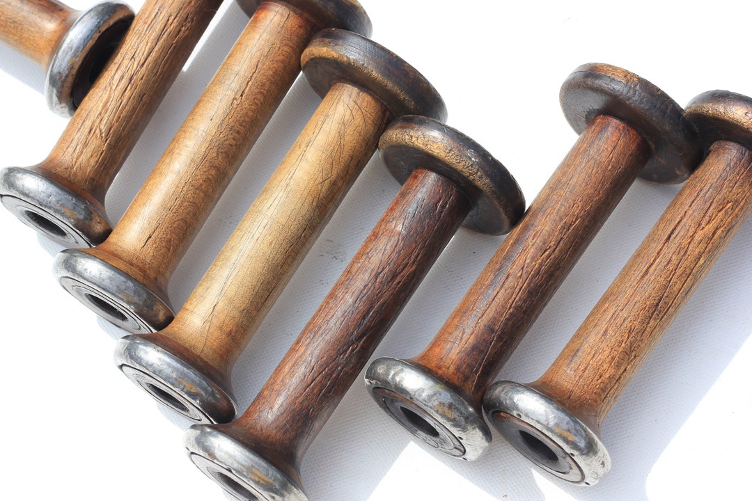 Vintage Antique Wooden Weaving Spinning Mill Bobbins, Collectable ...