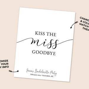 Kiss the Miss Goodbye Printable Template | Editable - Instant Download ...