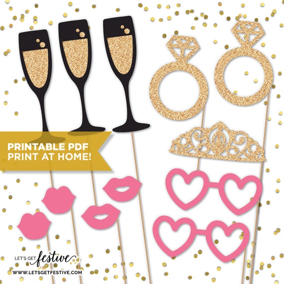 Bachelorette Party Photo Booth Props Set of 12 DIGITAL | Etsy