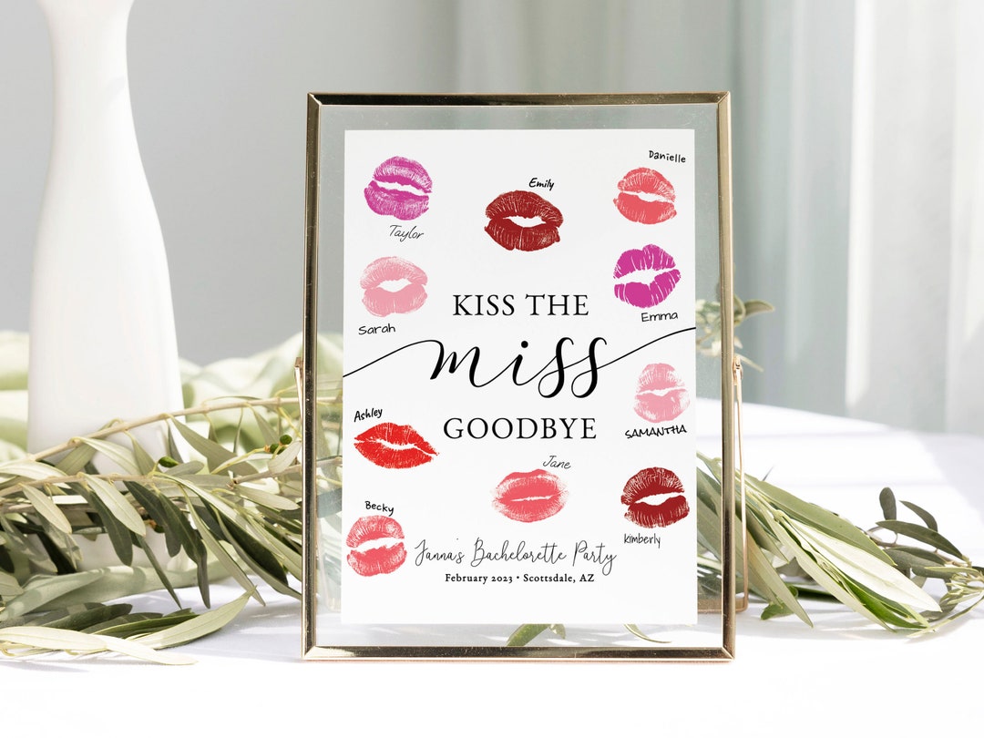 Kiss the Miss Goodbye Printable Template Editable Instant - Etsy
