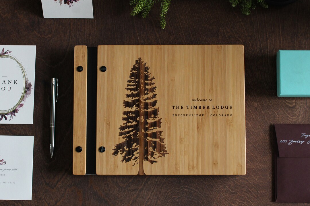 Airbnb Guest Book Pine Tree Guestbook Cabin Lodge Welcome Book - Etsy