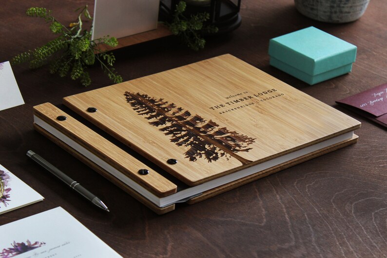 Airbnb Guest Book Pine Tree Guestbook Cabin Lodge Welcome Book - Etsy